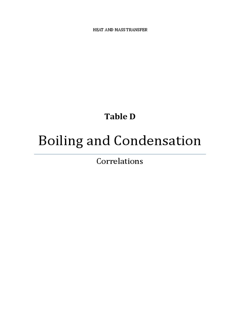 Boiling and Condensation: Table D | PDF