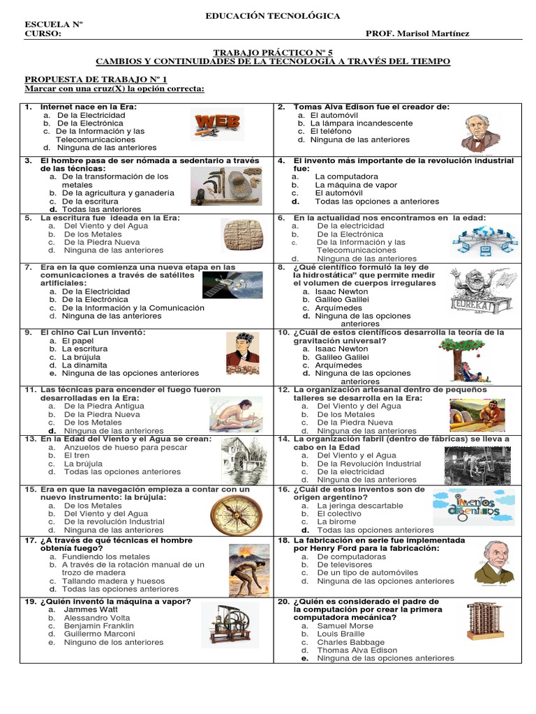 TRABAJO PRÁCTICO #5 - Inventos y Descubrimientos Con Imagenes PDF | PDF ...