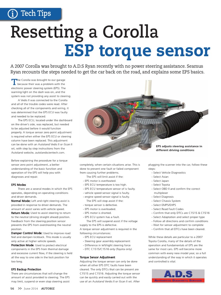ESP Torque Sensor: Resetting A Corolla | PDF | Electric Motor | Machines