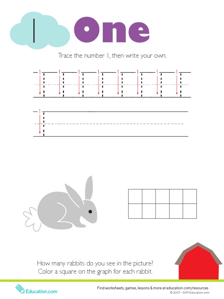 Kindergarten Math Quiz: Rabbits & Tracing | PDF