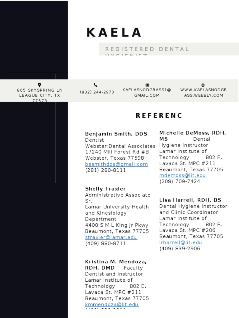 Resume References | PDF | Dental Hygienist | Face