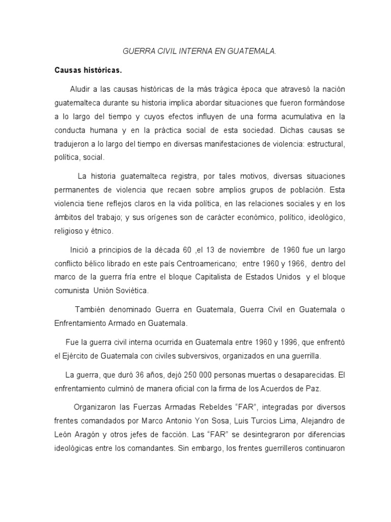 Guerra Civil Interna en Guatemala | PDF | Guatemala | Guerra de guerrillas