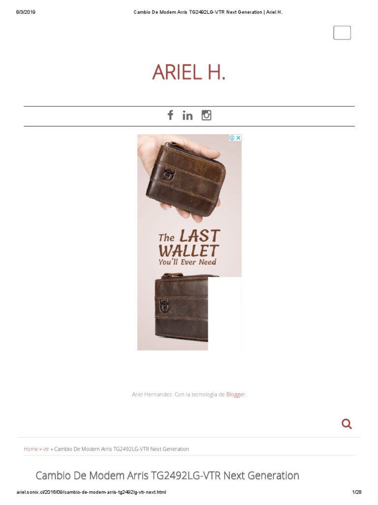 Cambio de Modem Arris TG2492LG-VTR Next Generation - Ariel H | PDF ...