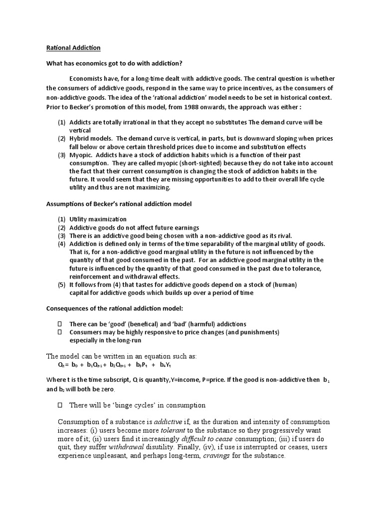 Rational Addiction | PDF | Utility | Economies