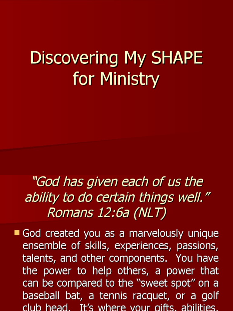 Discovering My SHAPE For Ministry | PDF | Holy Spirit | Spiritual Gift