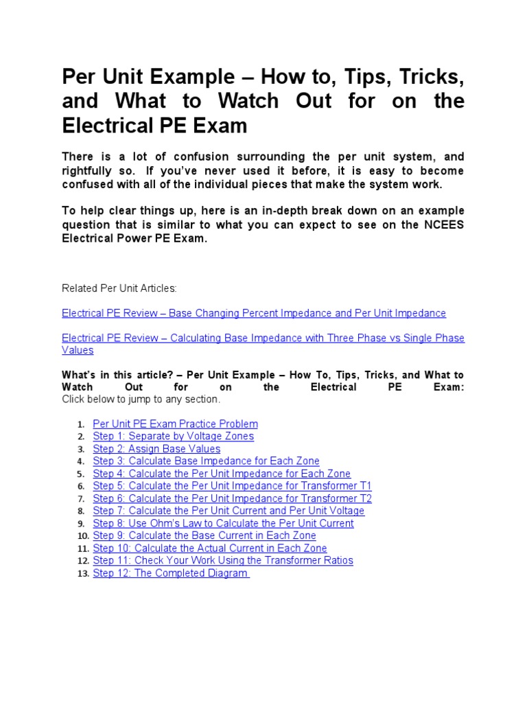 Per Unit Example | PDF | Electrical Impedance | Transformer