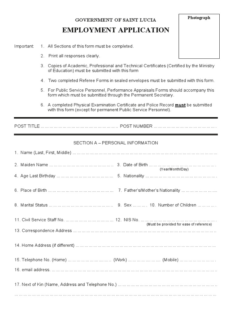 Employment Application Form | PDF | Government | Business