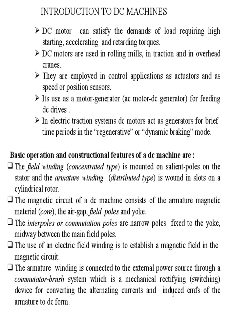 Basic Operation and Constructional Features of A DC Machine Are | PDF ...