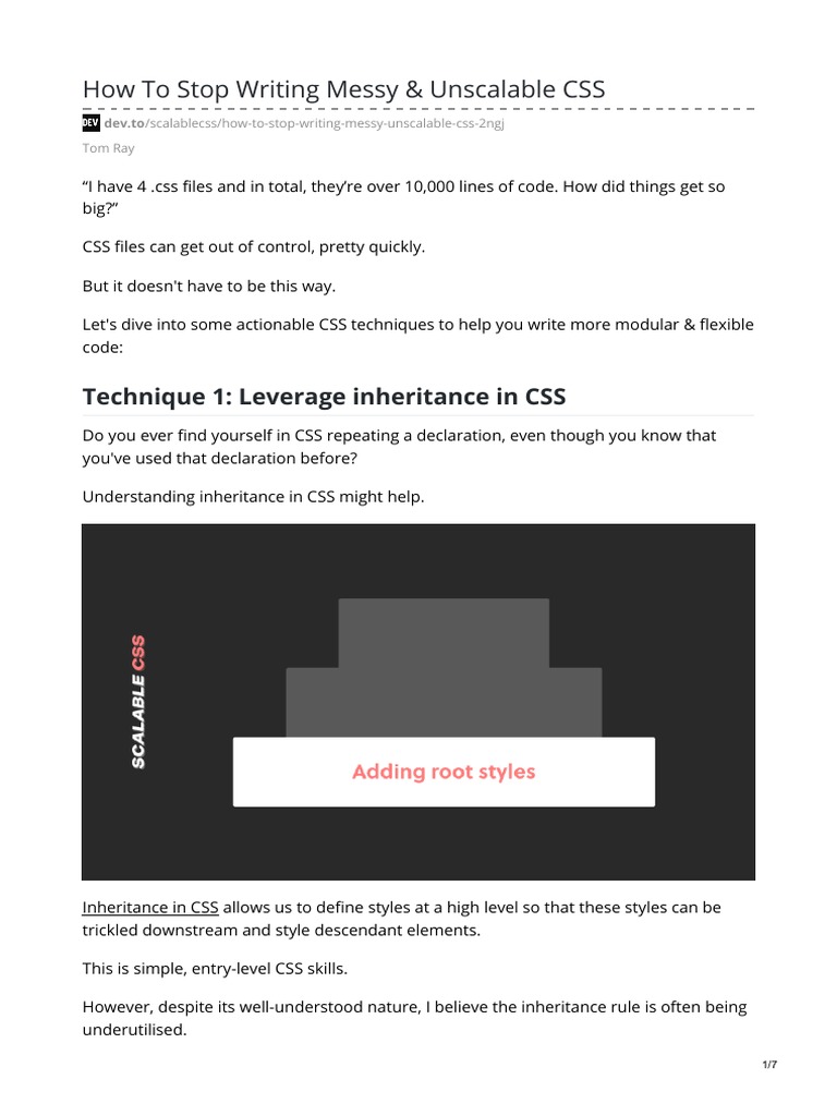 Dev - To-How To Stop Writing Messy Amp Unscalable CSS | PDF | Cascading Style Sheets | Html