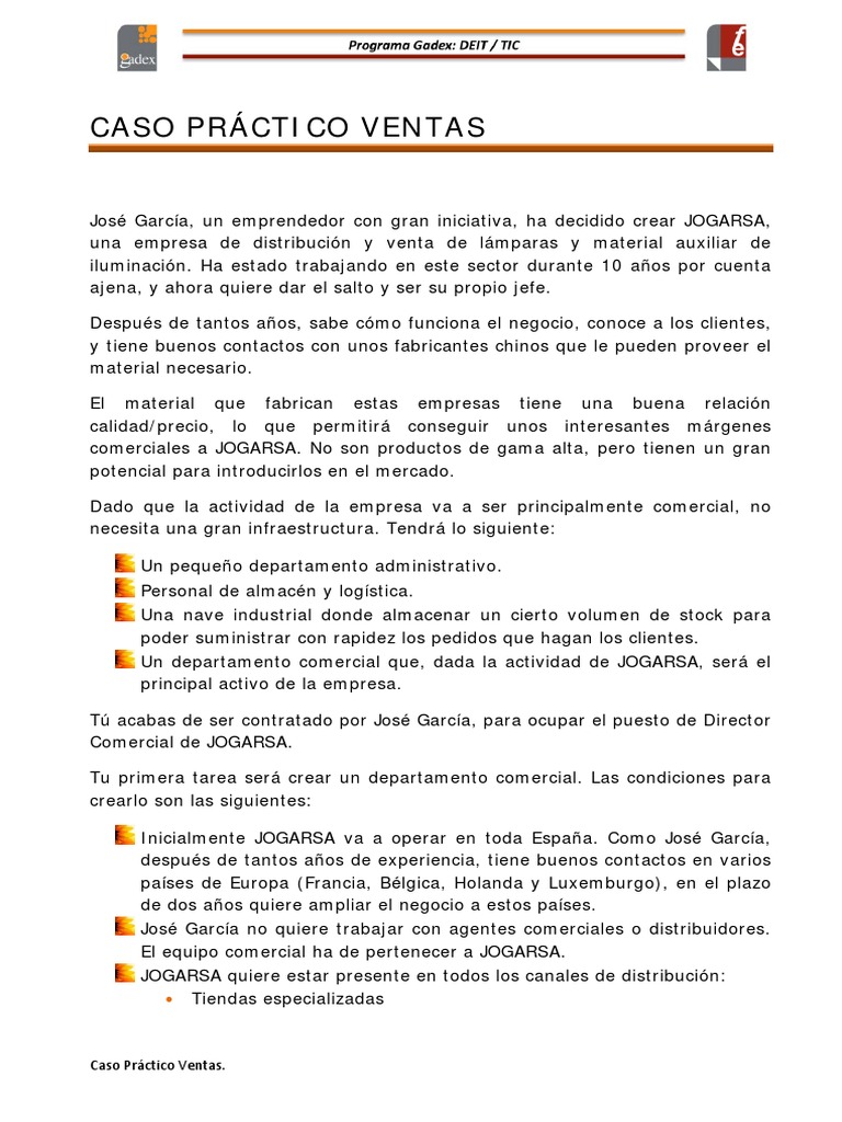 Caso PR Ctico Ventas 3 | PDF | Industrias | Sectores Economicos