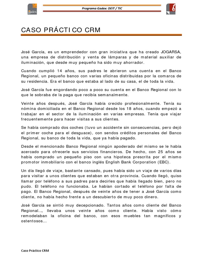 Caso PR Ctico CRM JO 3 | PDF | Hipoteca Comercial | Finanzas y dinero