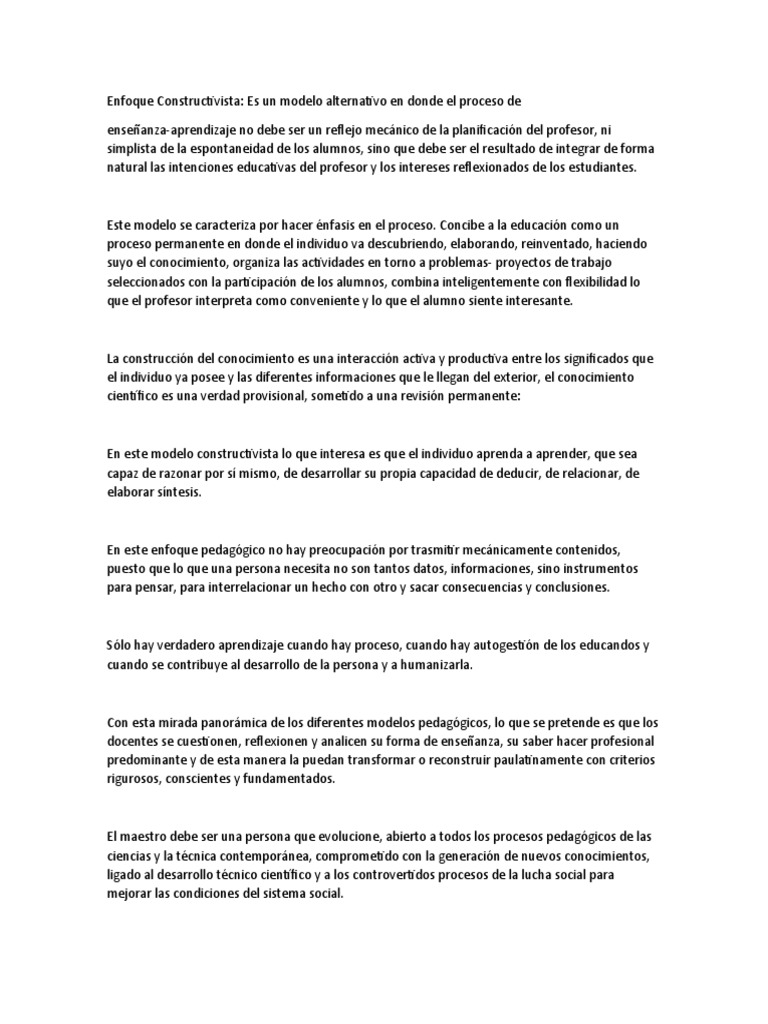 Enfoque Constructivista en Educación | PDF | Constructivismo (filosofía ...