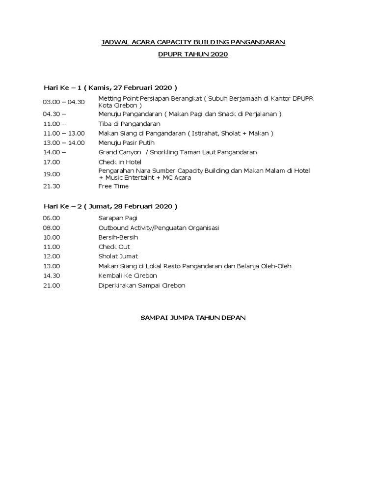 Jadwal Cara Capacity Building Dpupr 2020 PDF | PDF