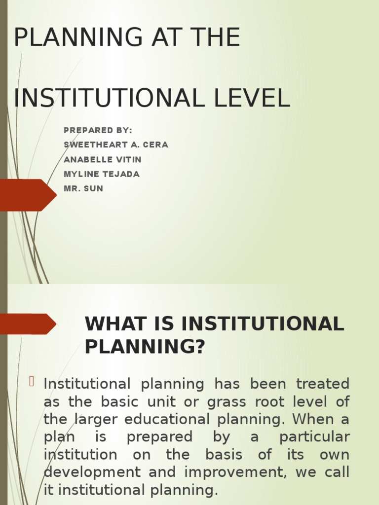 Understanding Institutional Planning | PDF | Action Research | Goal