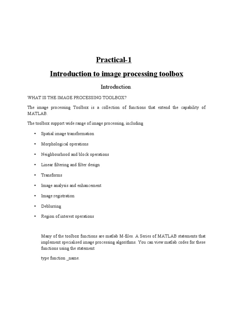 Practical-1 Introduction To Image Processing Toolbox | PDF | Digital ...