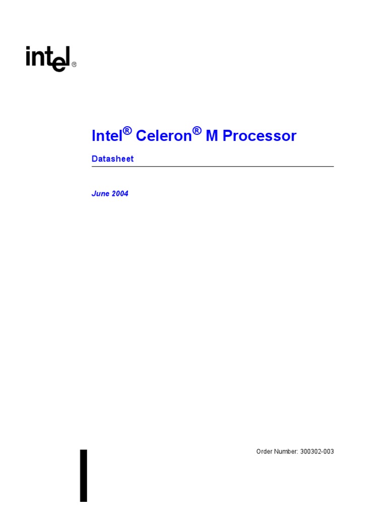 Celeron M Datasheet | PDF | Central Processing Unit | Cpu Cache