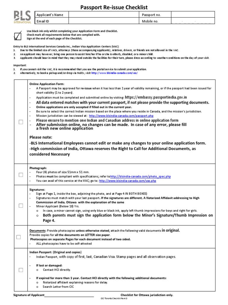 Ottawa Passport Re Issue Checklist June 2019 PDF | PDF | Travel Visa ...