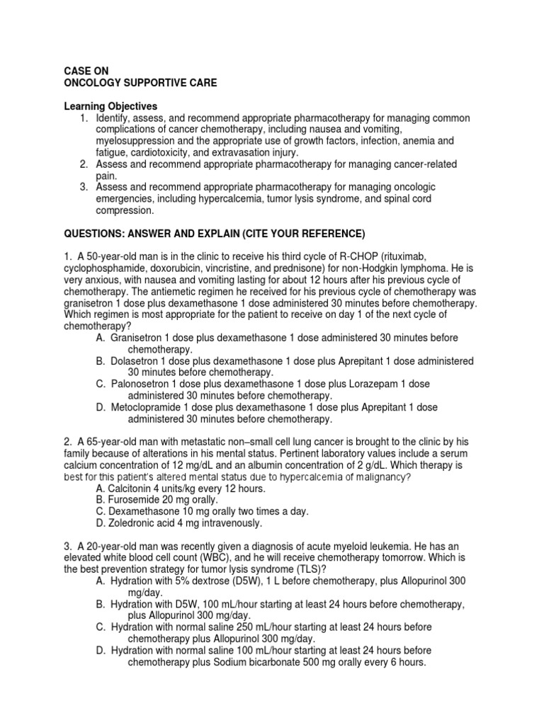 Oncology Supportive Care Case Studies | PDF | Chemotherapy | White ...