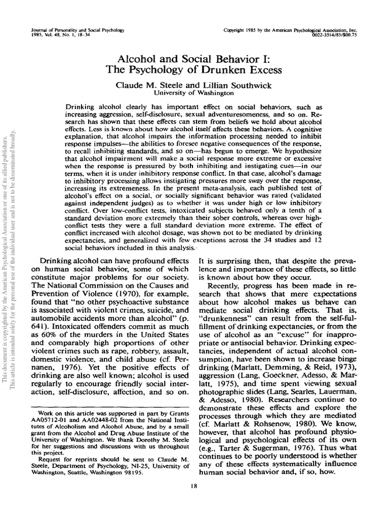 Alcohol and Social Behavior | PDF | Aggression | Alcoholism