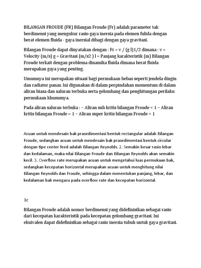 Bilangan Froude | PDF