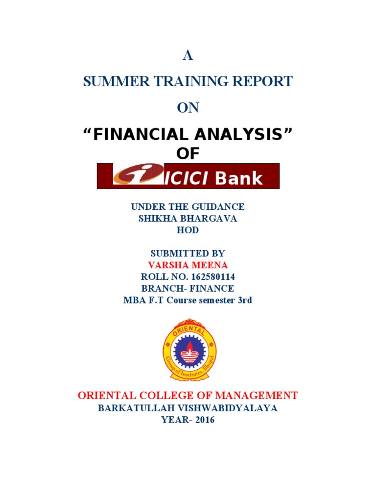 Oriental Mba Front Pagesand Project | PDF | Banks | Business