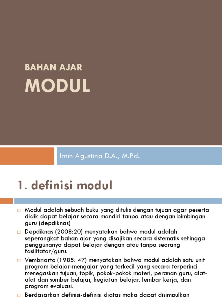 BAHAN AJAR MODUL. Irnin Agustina D.A., M.Pd. | PDF