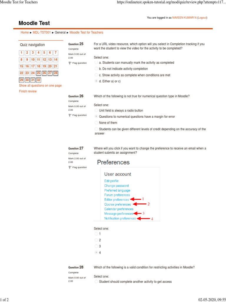 Moodle Test For Teachers PDF | PDF | Computing | Computing And ...