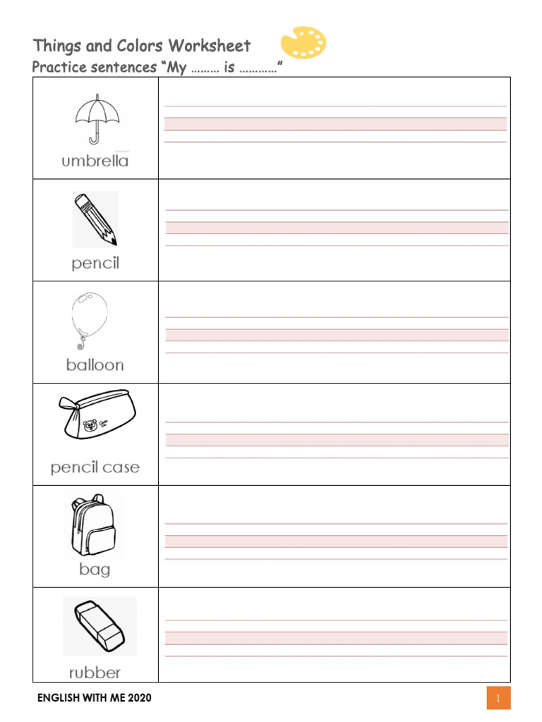 Things and Colors Worksheet | PDF | Home & Garden