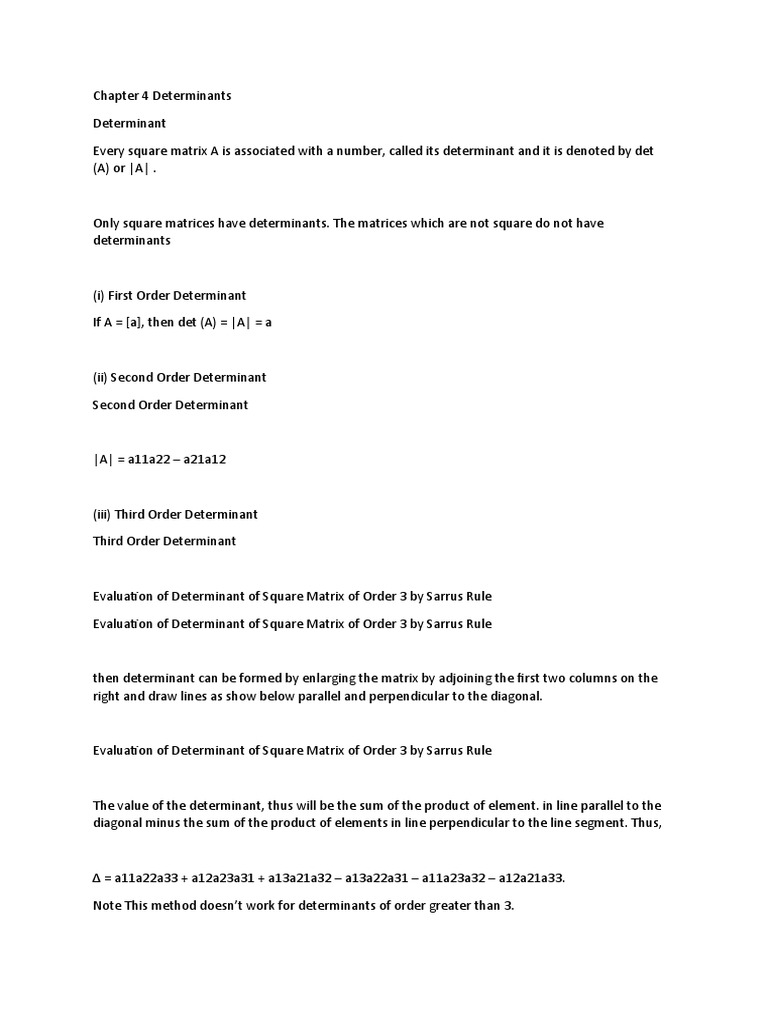 Chapter 4 Determinants | PDF | Determinant | Matrix (Mathematics)