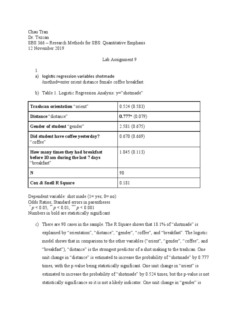Lab Assignment 9 | PDF | Logistic Regression | Dependent And ...
