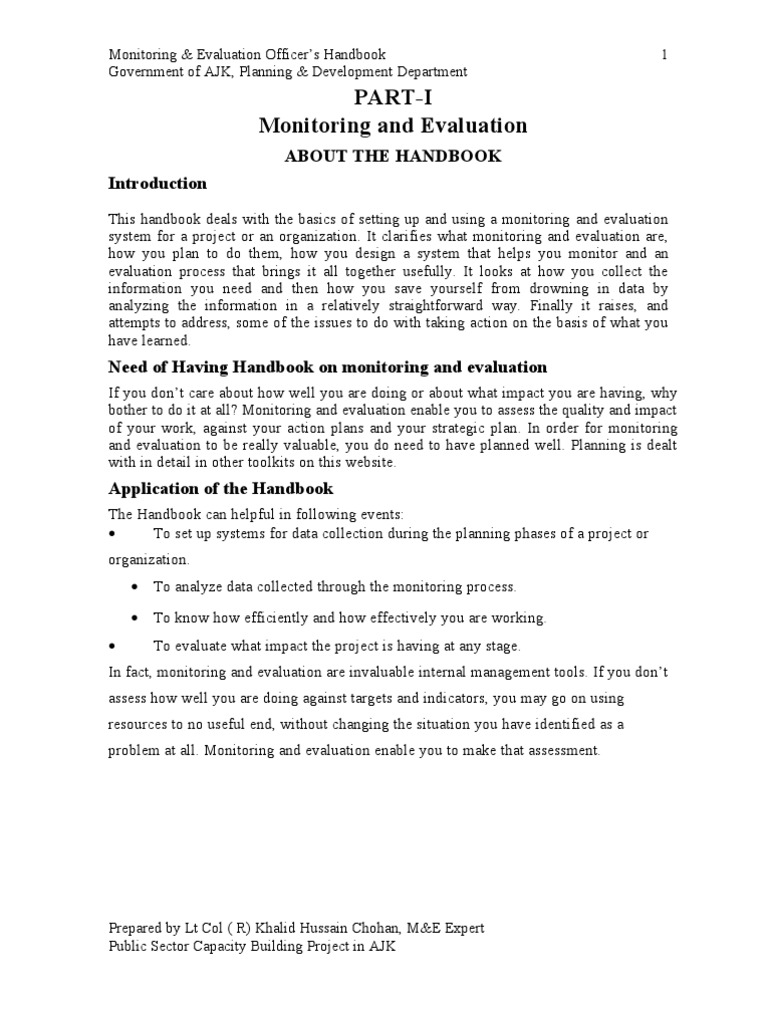 Monitoring and Evaluation Handbook | Monitoring And Evaluation ...