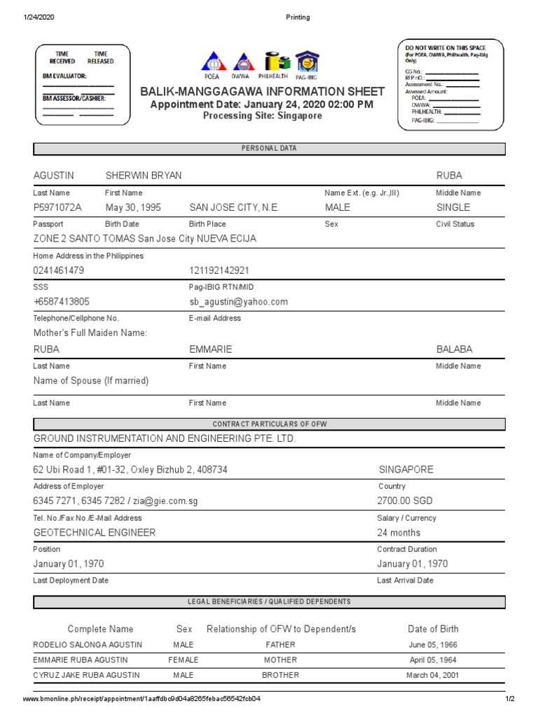 Balik-Manggagawa Information Sheet | PDF | Social Institutions | Social ...