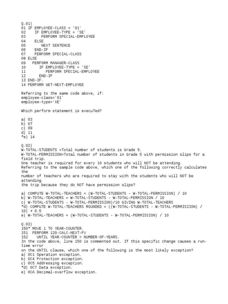 Cobol Brain Bench Ques | PDF | Median | Subroutine