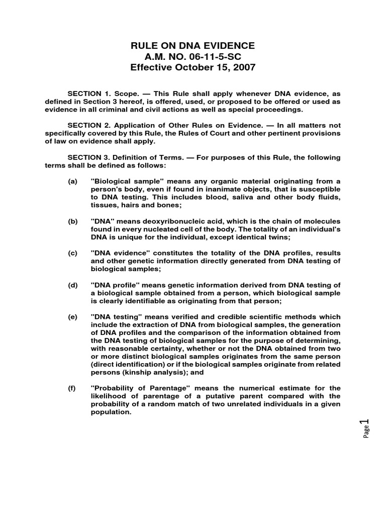 Rule On Dna Evidence | PDF | Dna Profiling | Daubert Standard