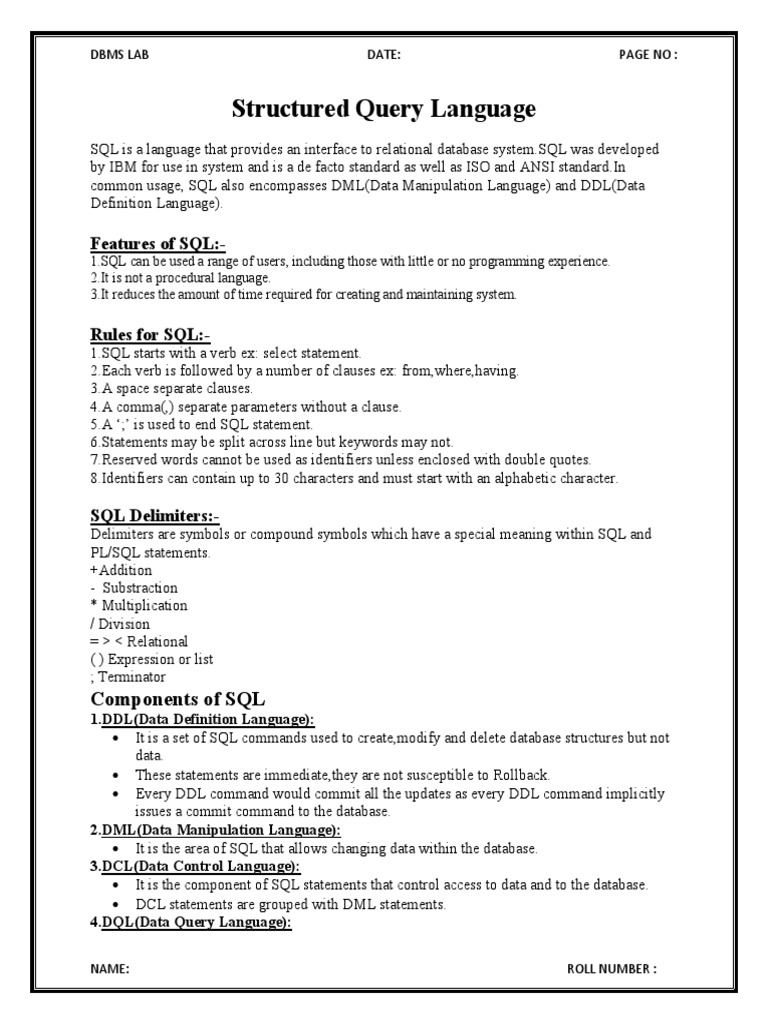 DBMS LAB SQL COMMANDS | PDF | Relational Database | Pl/Sql
