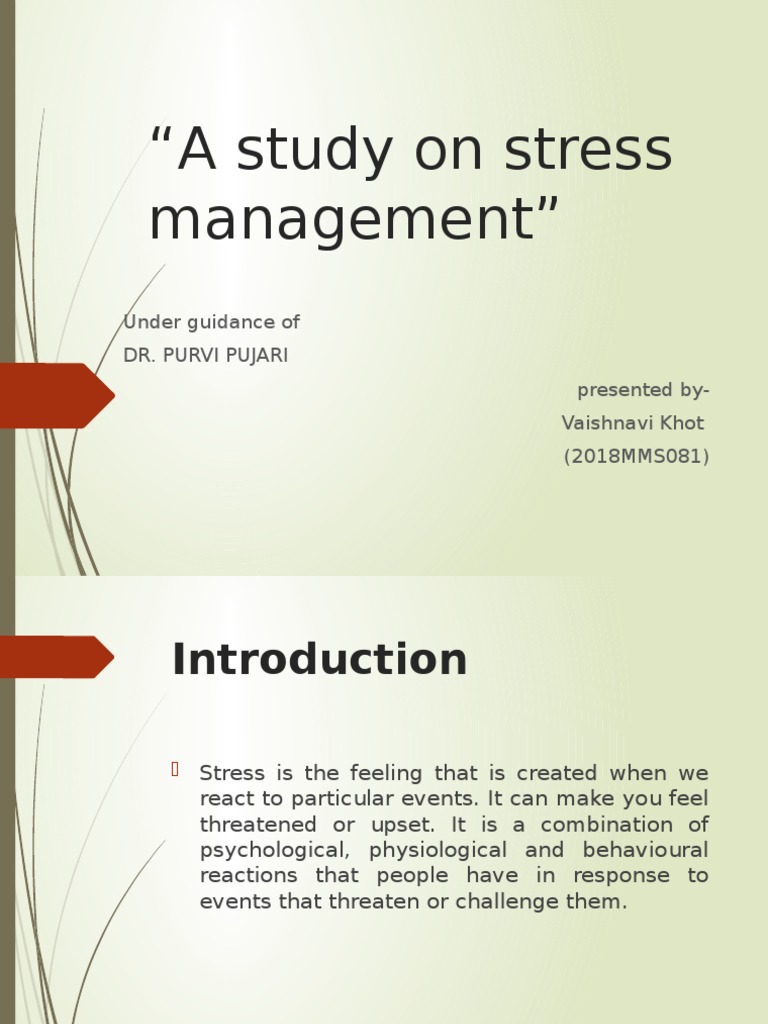 To Study On Stress Management | PDF | Stress (Biology) | Stress Management