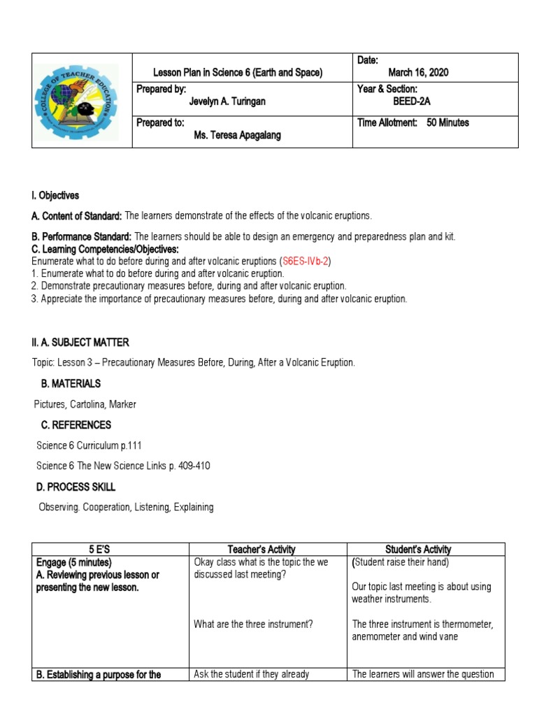 Turingan Jevelyn Beed 2a | PDF | Lesson Plan | Learning