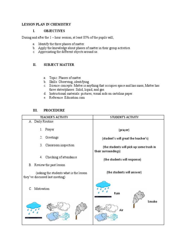 Grade 3 Phases of Matter Lesson Plan | PDF | Matter | Liquids
