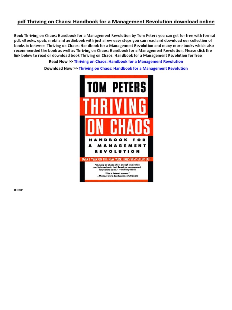 PDF Thriving On Chaos: Handbook For A Management Revolution Download ...