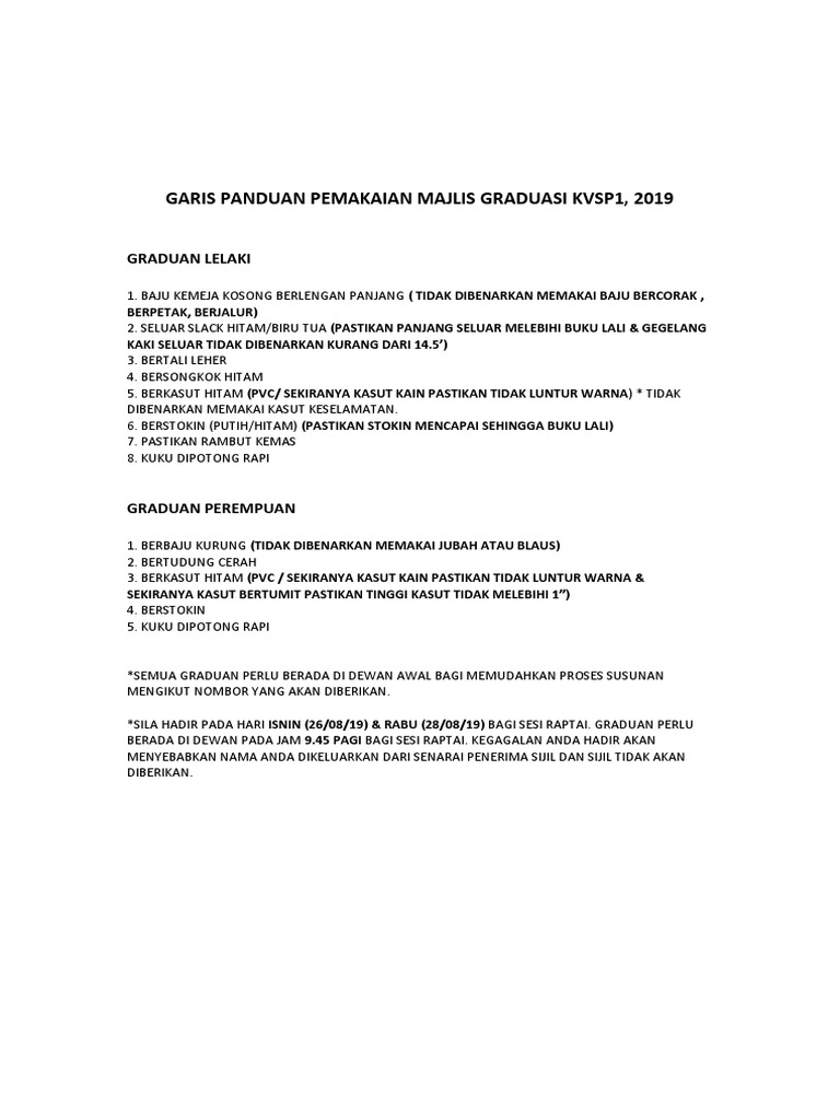 Garis Panduan Pemakaian Majlis Graduasi | PDF