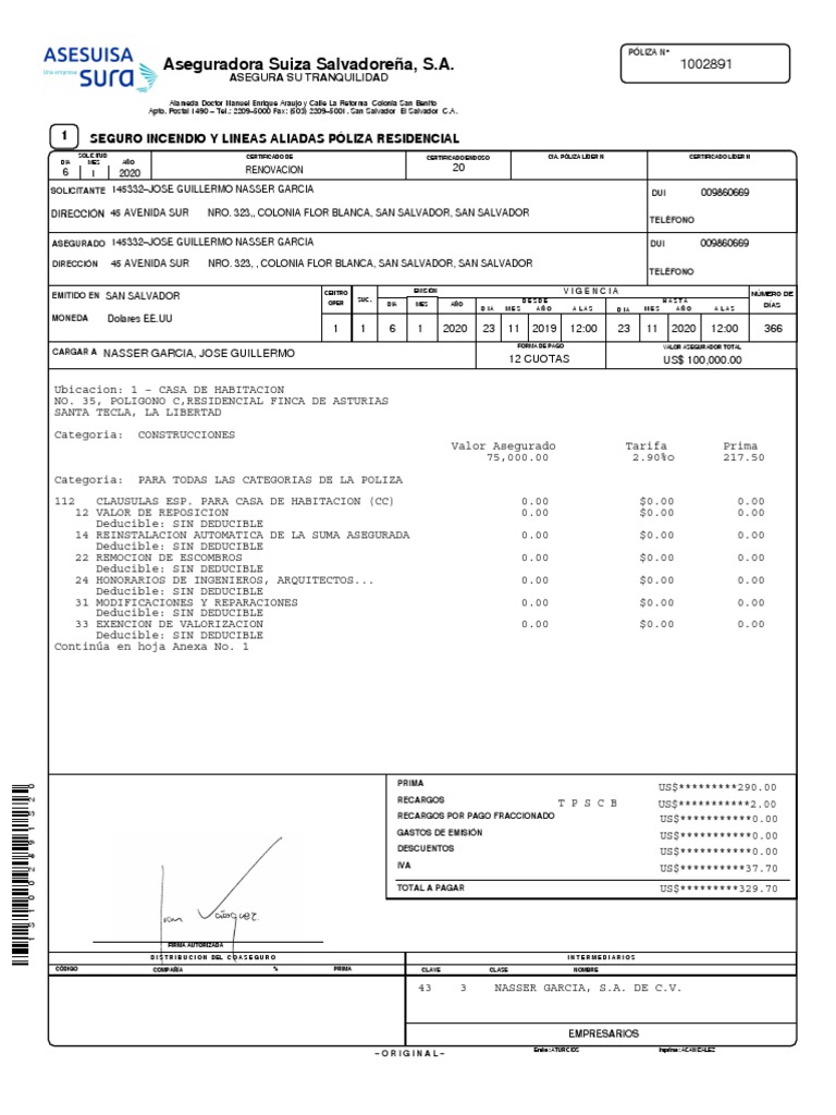 Poliza Incendio PDF | PDF | Póliza de seguros | Seguro