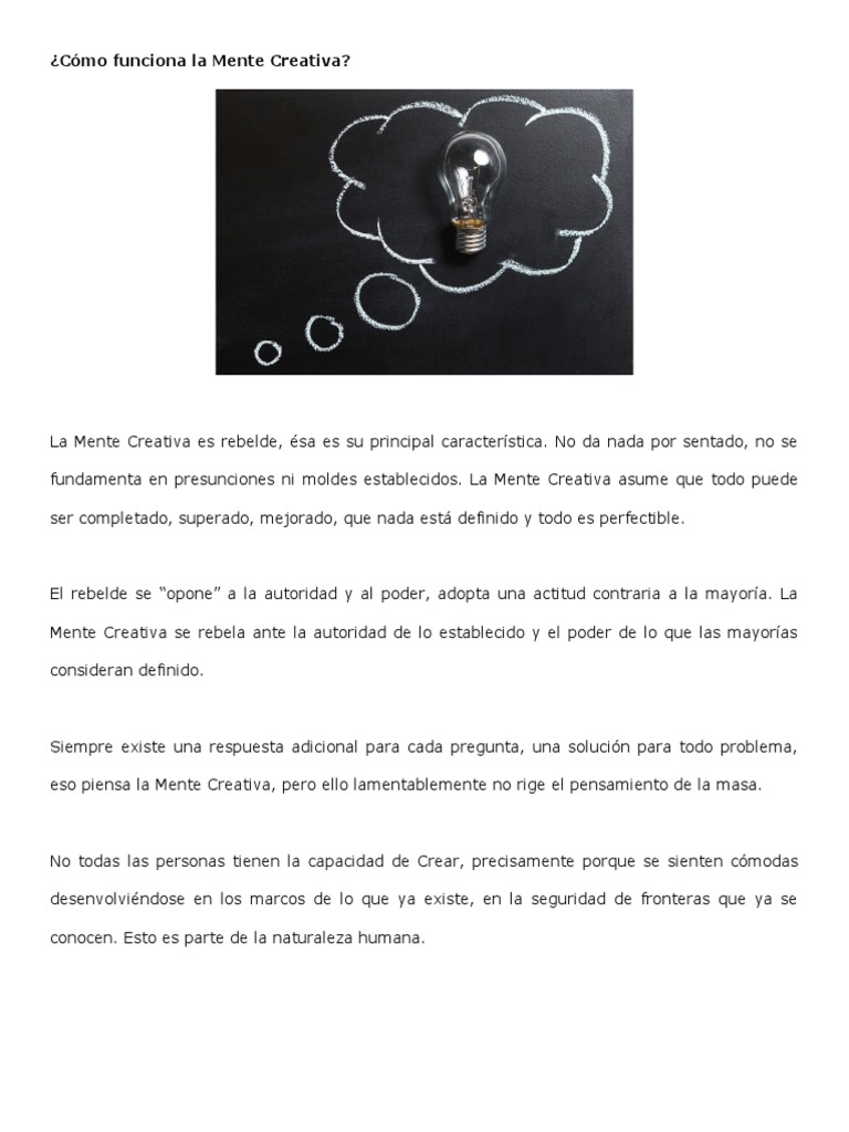 Cómo Funciona La Mente Creativa. | PDF | Mente | Creatividad