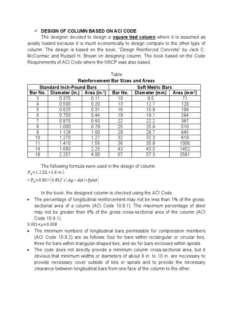 Design of Column Based On Aci Code | PDF | Economic Sectors ...
