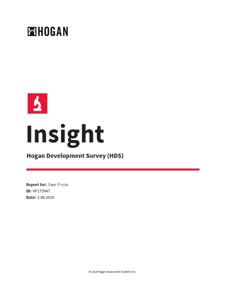 Insight: Hogan Development Survey (HDS) | PDF | Insight | Risk