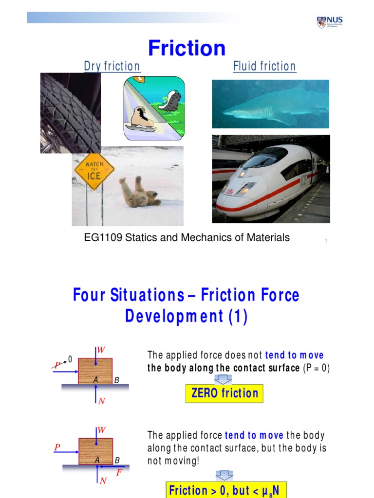Friction: Fluid Friction Dry Friction | PDF | Friction | Force