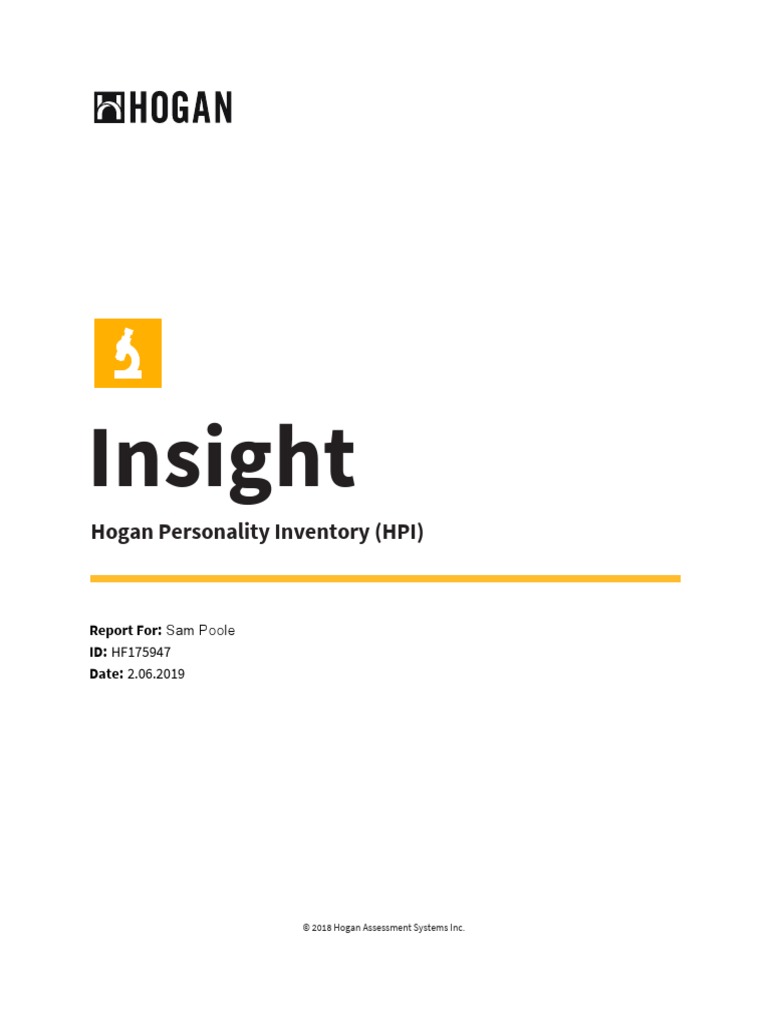 Insight: Hogan Personality Inventory (HPI) | PDF | Curiosity | Insight