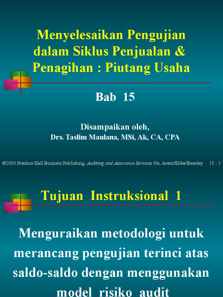 Arens Bab 15 Audit Siklus Penjualan Dan Penagihan. | PDF