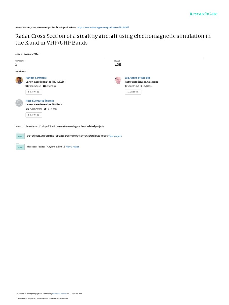 Radar Cross Section Simulation of Stealth Aircraft in VHF/UHF Bands ...