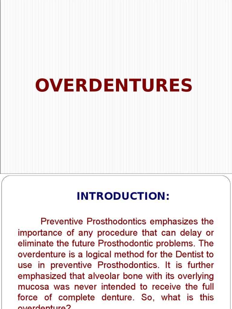Overdenture | PDF | Dentures | Human Tooth