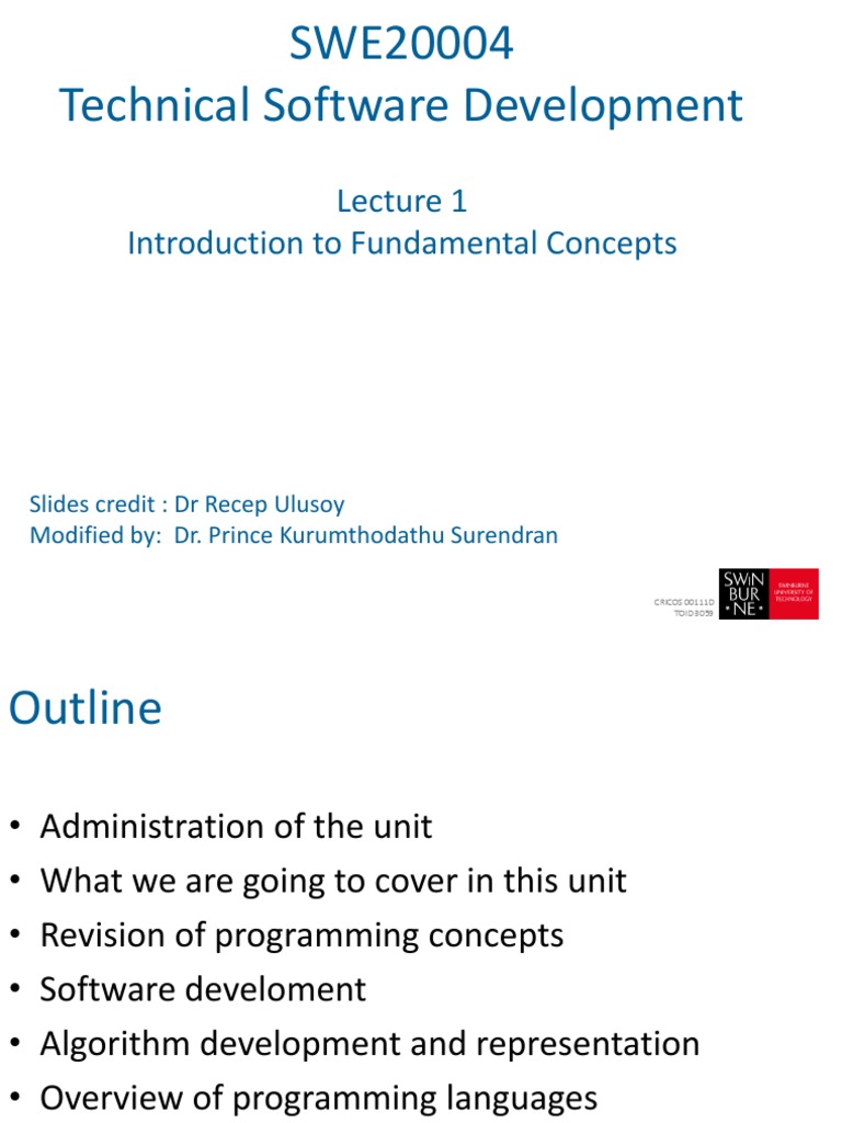 SWE20004 Technical Software Development: Introduction To Fundamental ...